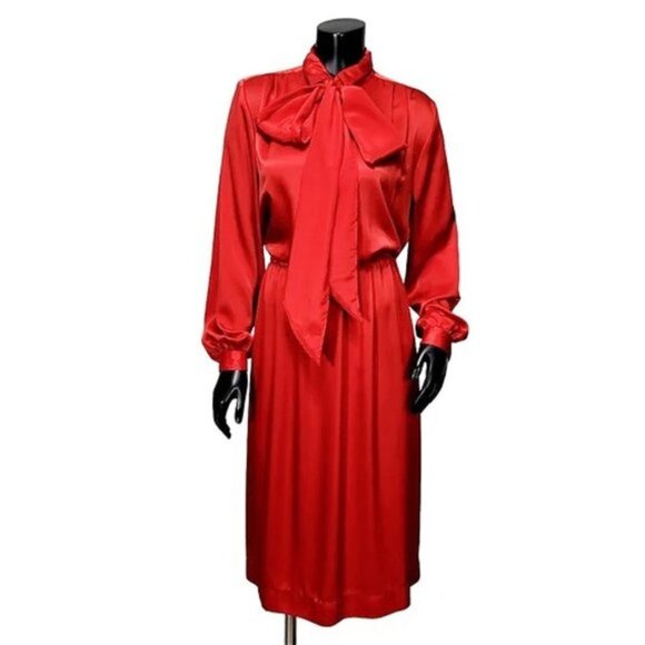 Halston Heritage | Dresses | Vintage 8s Halston Iii Silky Long Sleeve ...